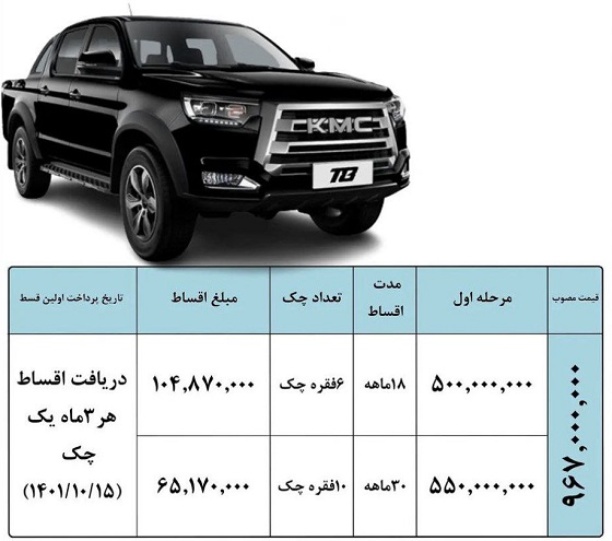 شرایط فروش اقساطی پیکاپ جک KMC T8 / تیر ۱۴۰۱ | Z4Car